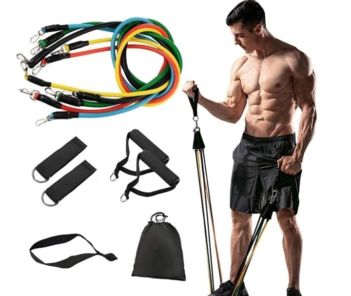 11 Piece Gym Power Resistance Band Set for Workout, Resistance Band for ...