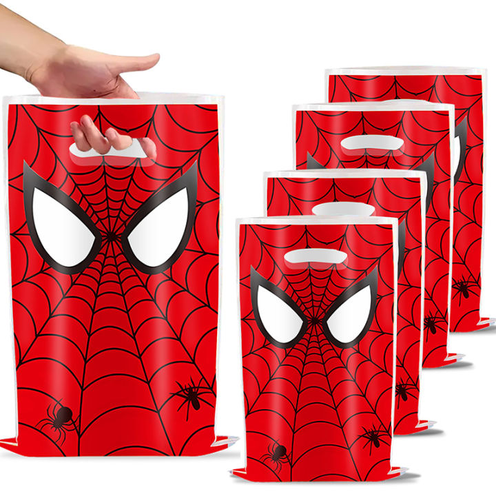 10/20/50pcs Red Spider Birthday Party Gift Bags Spider Theme Plastic ...