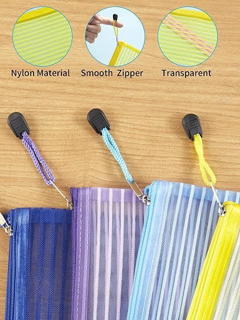 Transparent Net Pencil Case / Bag / Pouch - Zippered Color PVC Mesh ...