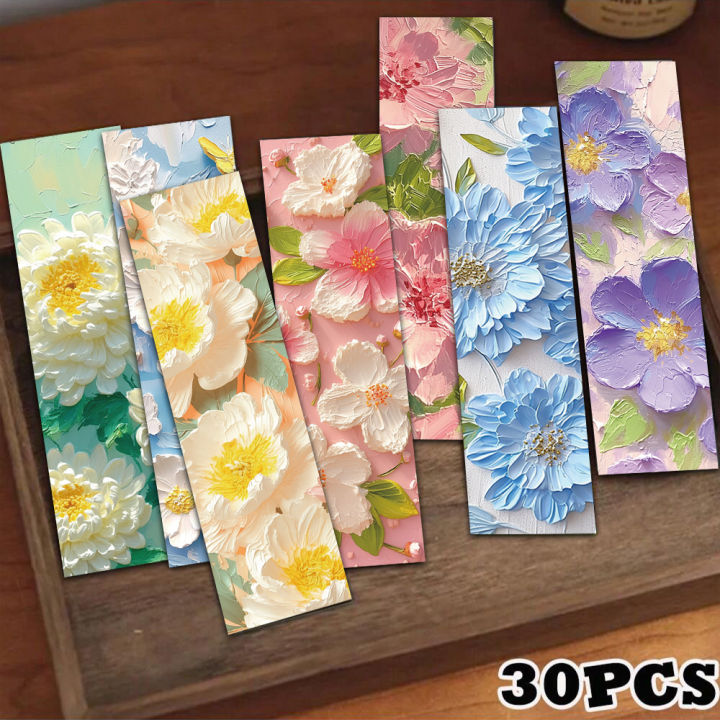30PCS 3D Oil Painting Flower Bookmarks As Personalized Gifts For ...