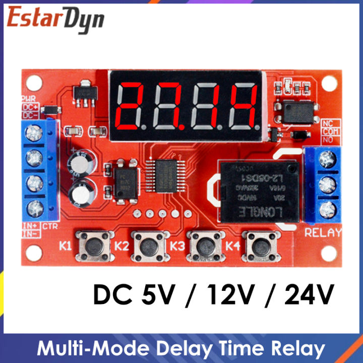 DC 5V 12V 24V 10A Adjustable Time Delay Relay Module LED Digital ...