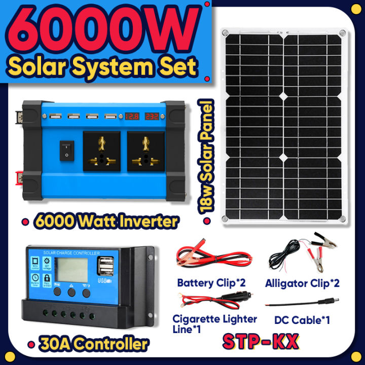 Solar System Combination 6000W Inverter 30A Controller 18W Solar Panel ...