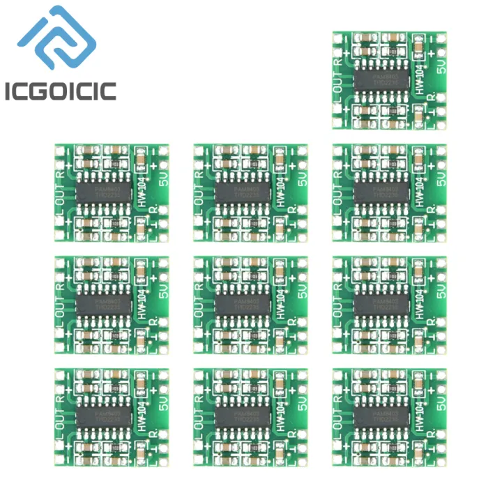 10pcs 2.5-5V Miniture Mini Digital Audio Amplifier Board 2x3W PAM8403 ...