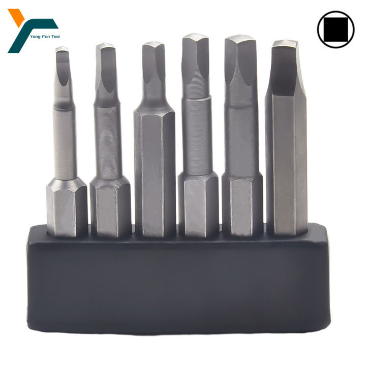 6Pcs Square Screwdriver Bit 1/4'' Hex Shank 50mm Wrench Magnetic Tip ...