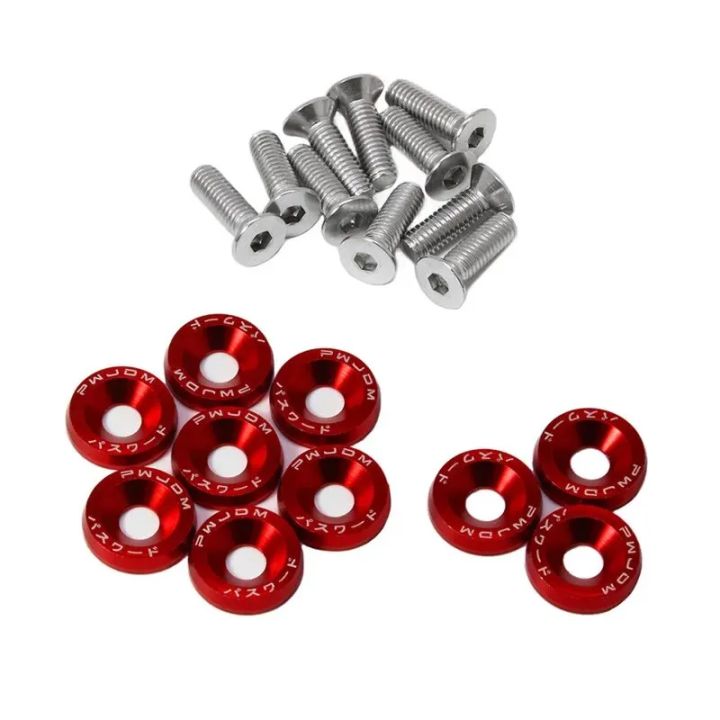 10 PCS M6 Car Modified Fasteners Fender Washer Bumper Engine Concave ...