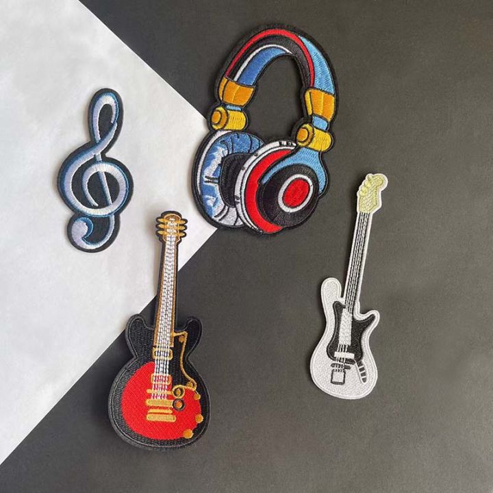 Punk Patches Headset,Musical Note,Guitar Badges Applique Transfer ...