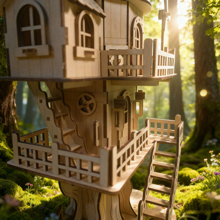 Wooden Treehouse 3D Puzzle Model DIY Construction Kit Creative ...