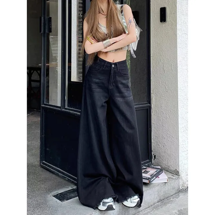 YIBASHU Women Black Gothic Baggy Grunge Jeans Vintage Harajuku Y2k ...