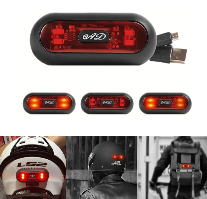 Motorcycle Helmet LED Light Motorbike Safety Helmet Signal Light ...