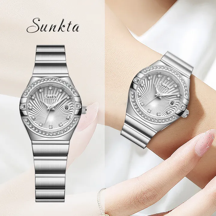 LIGE Elegant Fashion Quartz Woman Watch Luxury Diamond Stainless Ladies ...