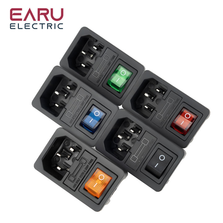 With 10A Fuse! Red Rocker Switch Fused IEC320 C14 Inlet Power Socket ...