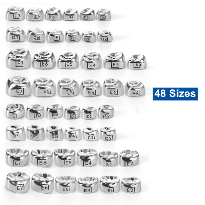 5PCS Dental Crowns Preformed Metal Crown Stainless Steel Temporary ...