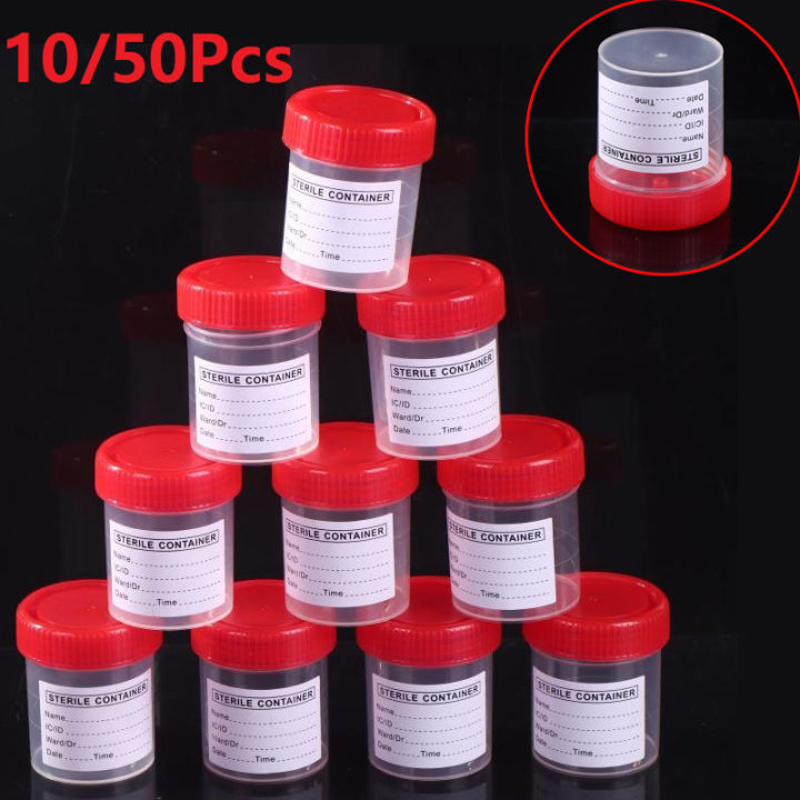 10/50Pcs Disposable Urine Cups With Tags 60ml Plastic Cup Container ...