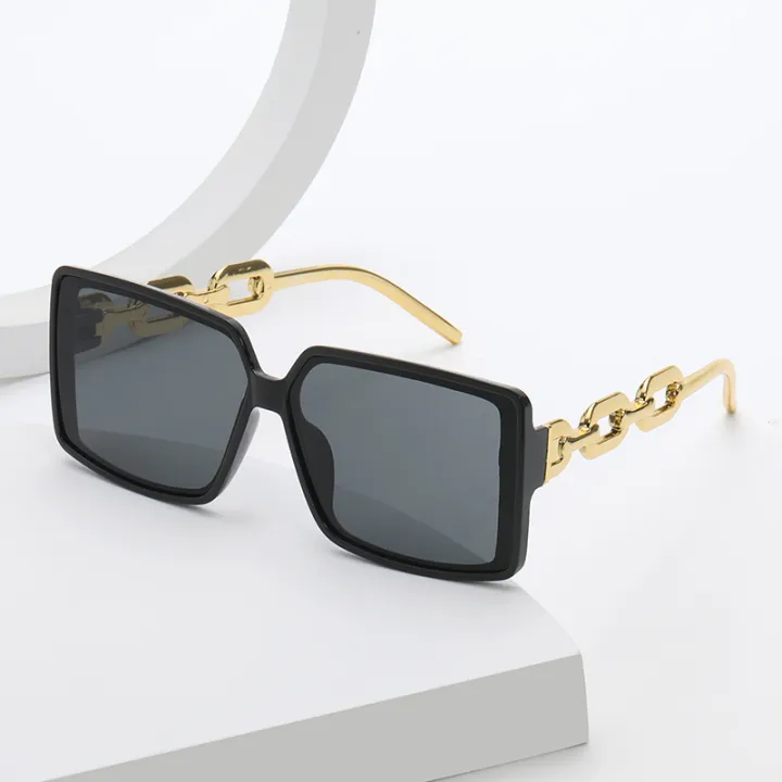 New Square Large Frame Street Photo Sunglasses Fashion Retro Chain ...