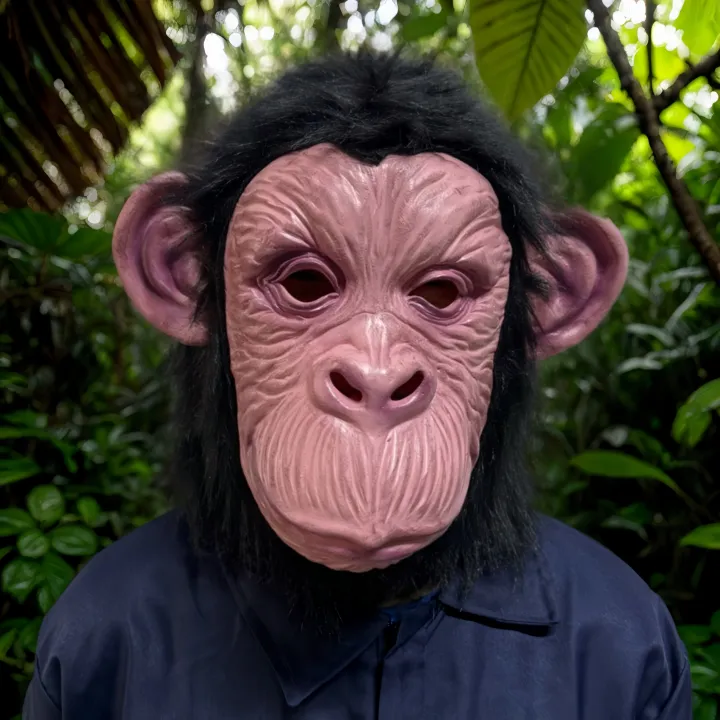 Realistic Gorilla Chimpanzee Big Ear Monkey Full Head Mask – Scary ...