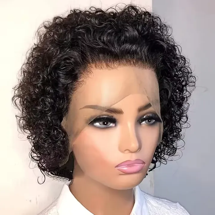 Pixie Cut Wig 13x1 Lace Frontal Short Kinky Curly Bob Wigs Brazilian ...
