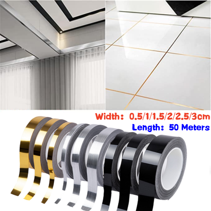 New 50M Gold Black Self-Adhesive Tile Stickers Tape Floor Waterproof ...