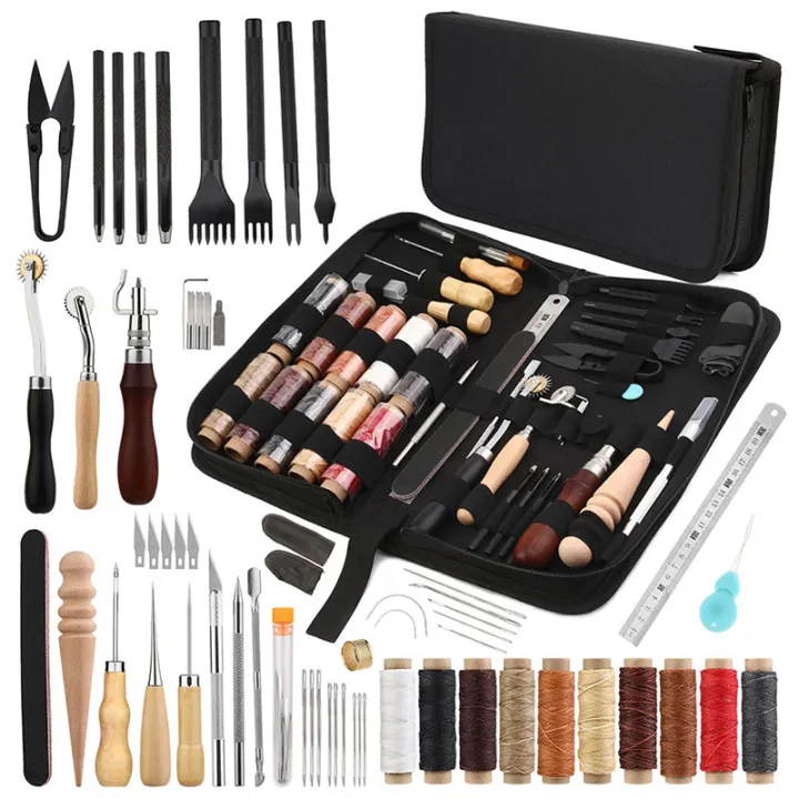 KRABALL Leather Sewing Kit with Awl Hand Sewing Stitching Needles ...