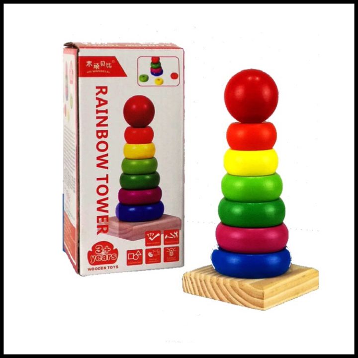 Wooden Mini Rainbow Tower Brain Development Activity Toy | Daraz.lk