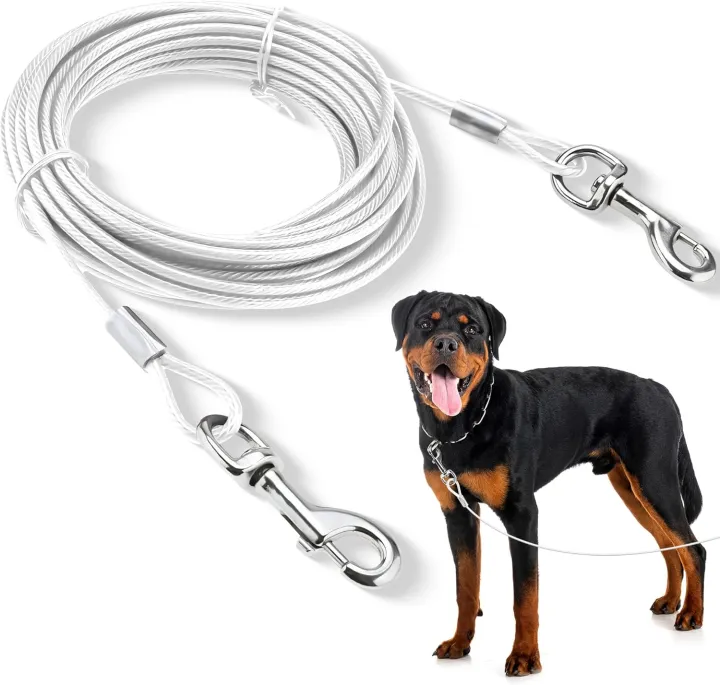 Double-headed Dog Tie Out Cable Leash ,raction rope with metal buckle ...