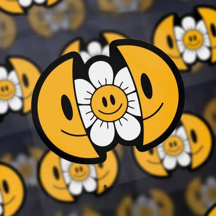 1PC Smiley Flower Motorcycle Sticker Vinyl Decal for Motorbike Fuel ...