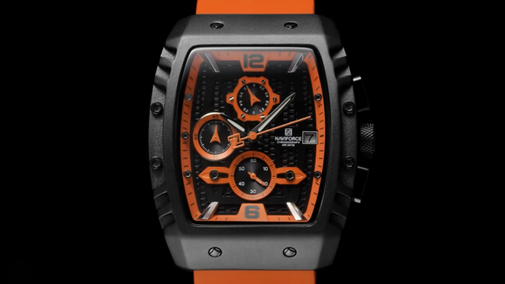 NAVIFORCE 8025 Quartz Colorful Silicone with Square Case Chronograph ...