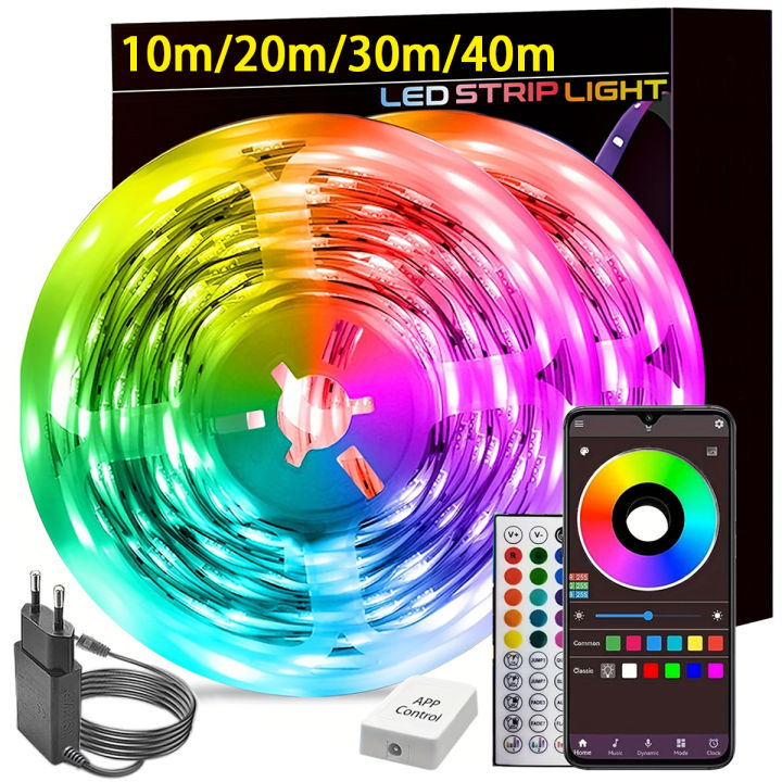 RGB Led Strip Lights 10m 20m 30m 40m Music Sync RGB Led Tape Flexible ...