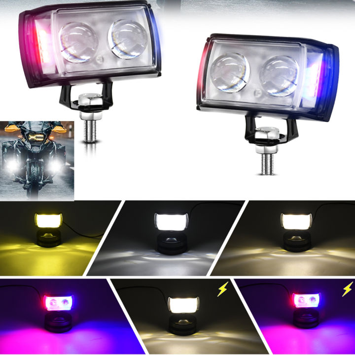 1/2pcs Driving LED Fog Work Light 4 Color Light White Amber Red Blue ...