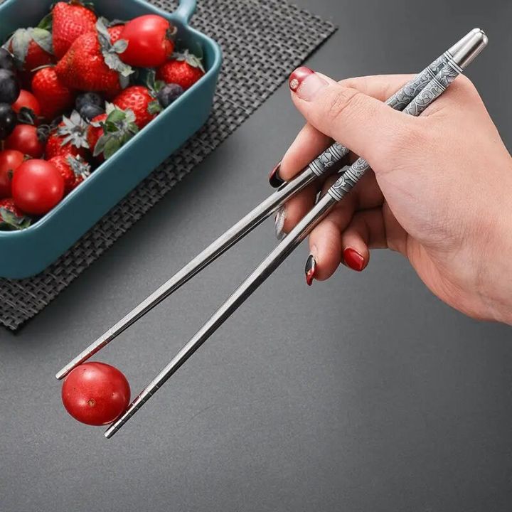 1 Pair Stainless Steel Chopsticks, Pattern Stainless Steel Chopsticks ...