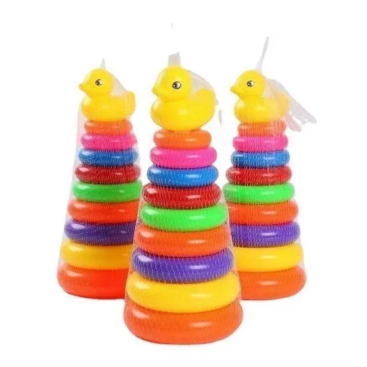 Children's Stacking Circle Rainbow Circle Stacking Duck Toy Baby Puzzle ...