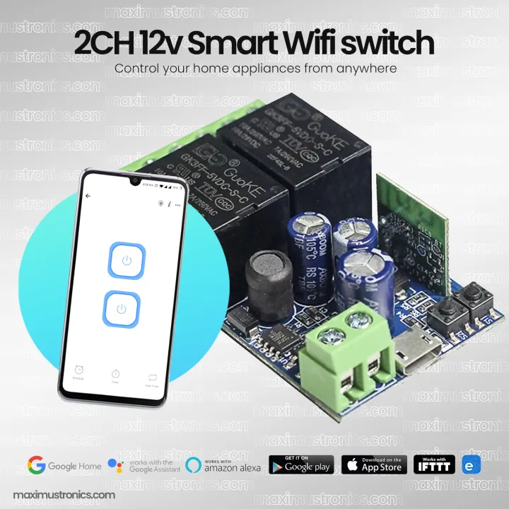 EWelink Smart WiFi Relay Smart Switch 2 channal gang DC 5V 12V 24V 48V ...