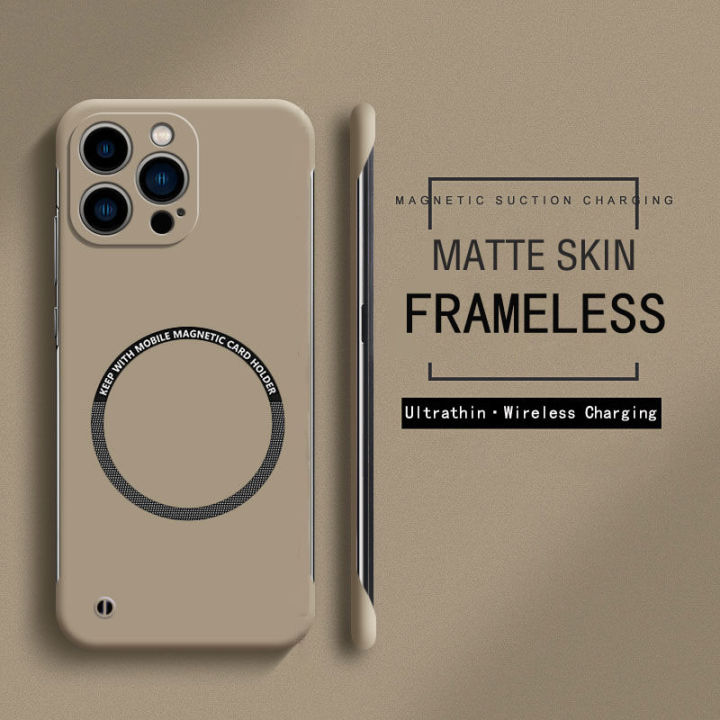Frameless Magnetic Slim Case For Magsafe iPhone 14 Pro Plus 13Pro 14Pro ...