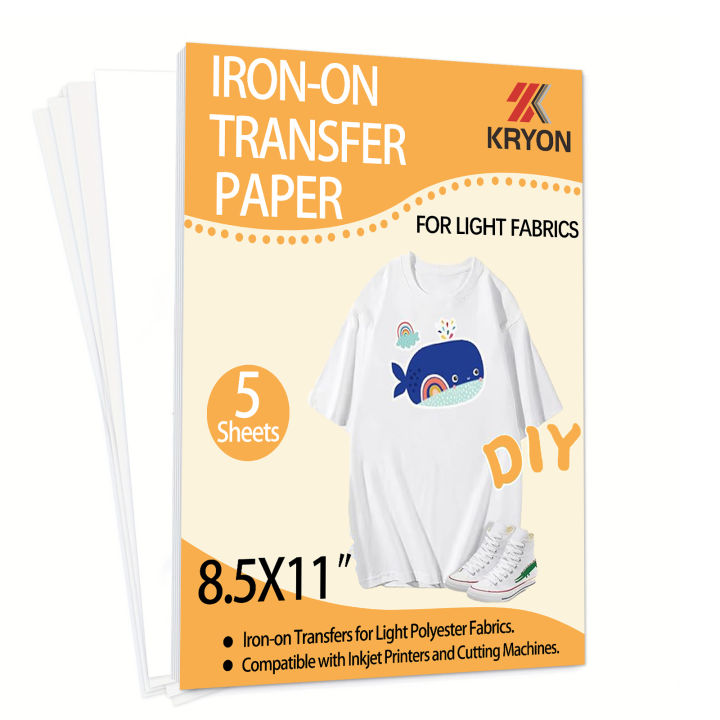 5 Sheets 8.5X11 Inch Iron on Heat Transfer Paper for Light Fabric T ...