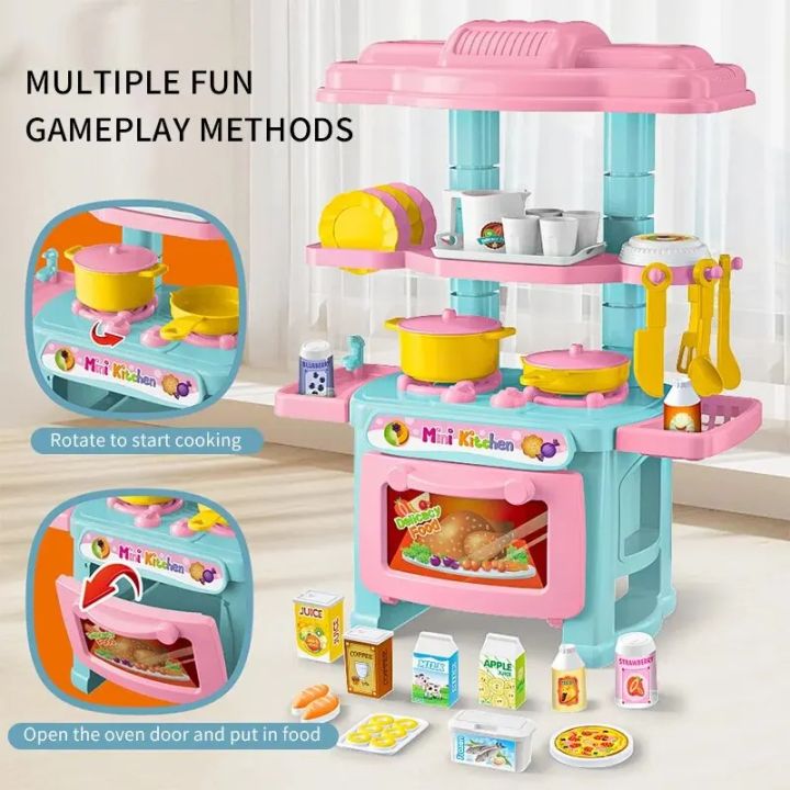 Mini Kitchen Counter Play Set DIY Simulated Cooking Food Tableware Play ...