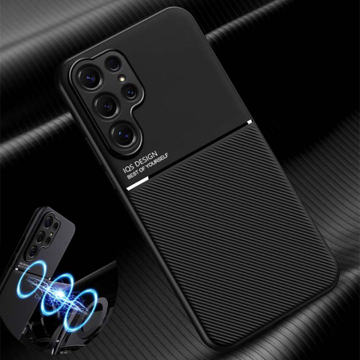 For S26 S25 S24 Ultra Case Leather Texture Magnetic Holder Phoen Case ...