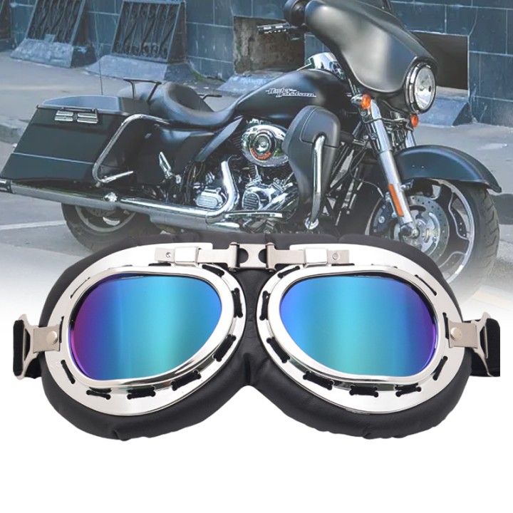 Motorcycle Goggles Windproof Glasses Helmet Pilot Scooter Retro Moto ...