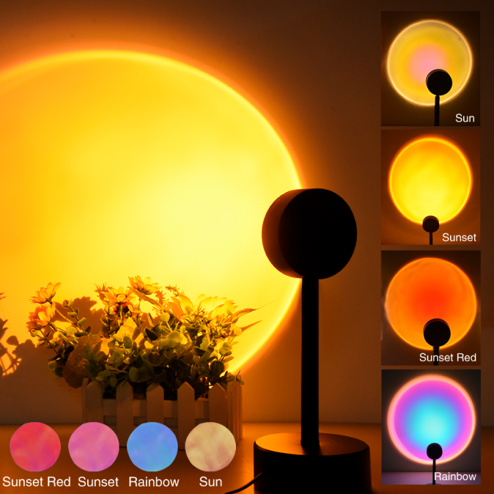 USB Sunset Light LED Rainbow Neon Night Lamp Sunset Projector Self ...