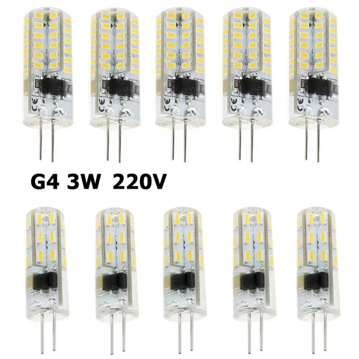 10PCS Mini Silicone G4 LED Bulb 3W 12V 220V 2835 SMD Silicone Lamp Warm ...