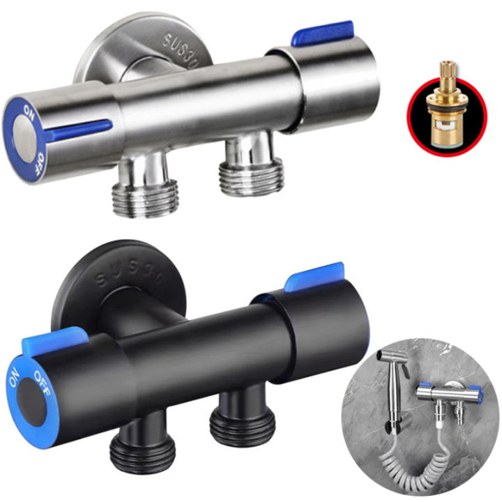 304Stainless Steel Bathroom Faucet Dual Control Double Handle Cold ...