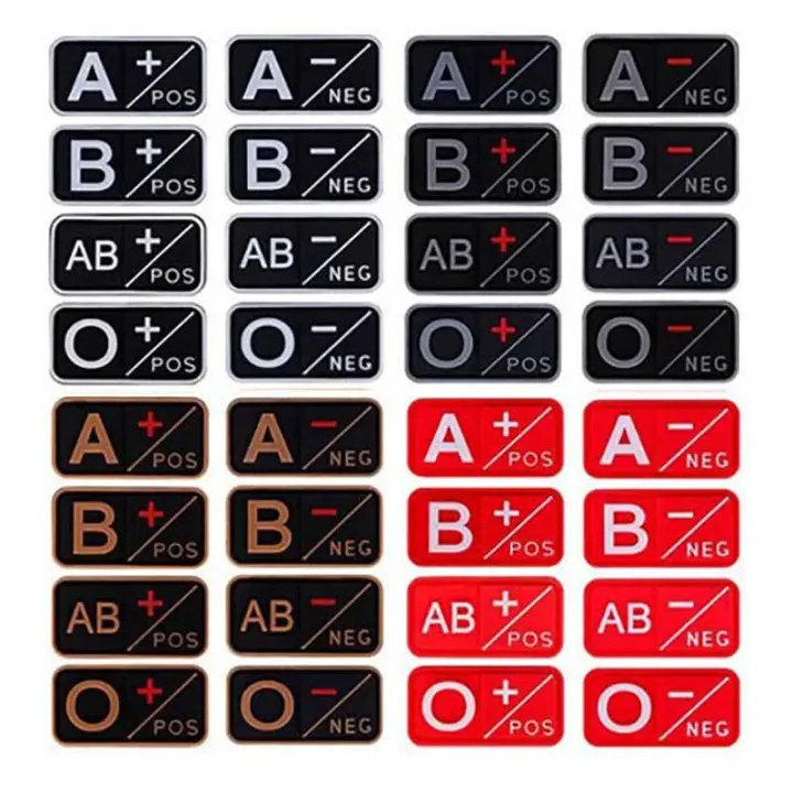 5*2.5CM 3D Blood Group Badge Patch A+ B+ AB+ O+ A- B- AB- O- PVC Rubber ...