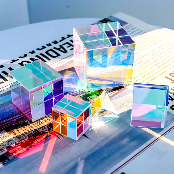Mini K9 Crystal Cube Beads Optical Glass RGB Dispersion Prism X-Cube ...