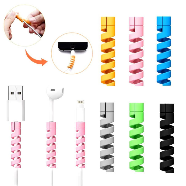 10PCS Silicone Spiral Winder Cable Protector Data Cable USB Charger ...