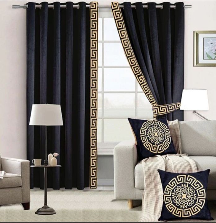 Curtains for Room Best Quality Velvet Lasercut Vertical Boarder Pattern ...