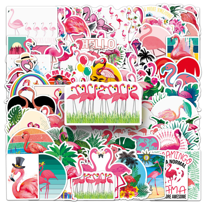 100 Piece Flamingo Stickers Waterproof DIY For Phones Laptop Car ...