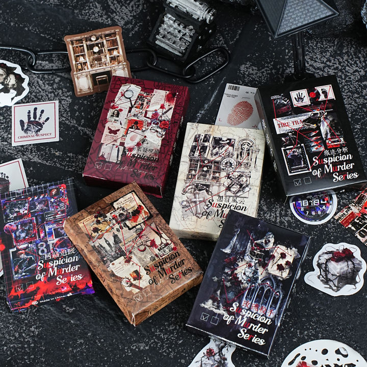 50sheets/bag Mystery Detective Boxed Stickers Pack for Scrapbook ...