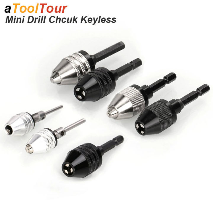 Mini Keyless Chuck Electric Drill Bits Collet Converter Extension ...