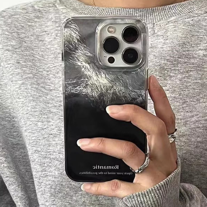 Simple Gradient Silver Black Phone Case for IPhone 16 15 14 13 12 11 ...