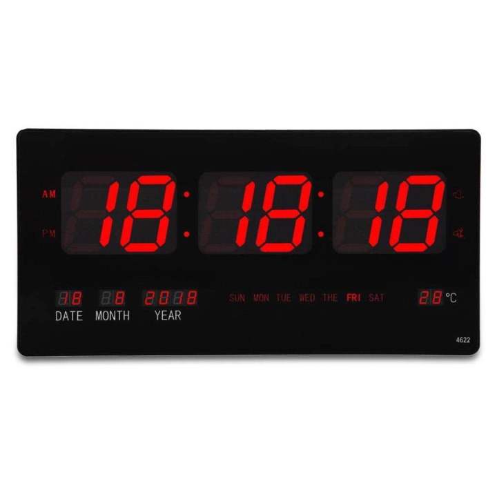 LED DIGITEL CLOCK Checkmate Barnet Mains Powered LED Calendar Temp Wall ...