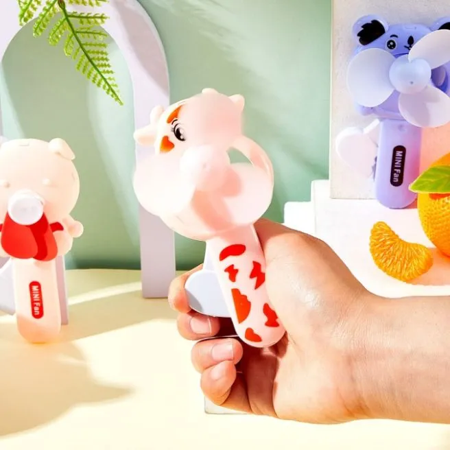 2Pcs Kids Manual Mini Fan – Cartoon Animal Hand Fan | Animal, Ice Cream ...