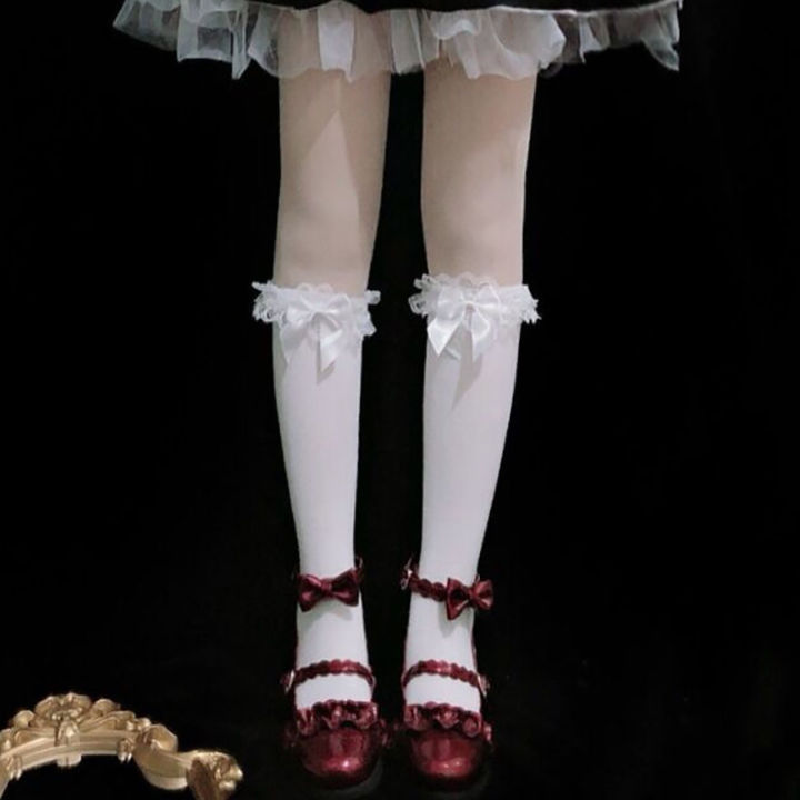 Lolita Lace JK Stockings Bow Knot Lolita Socks Female Long Socks Lolita ...